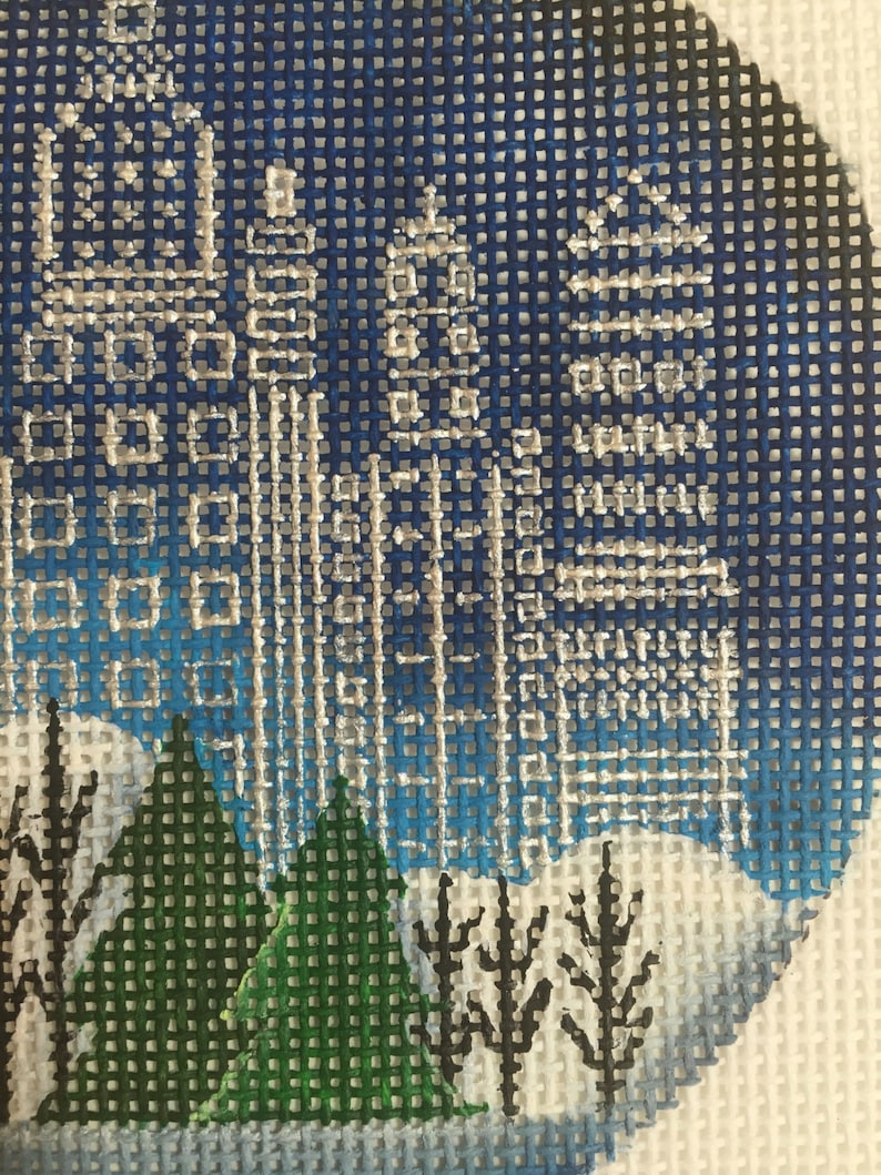Hand Painted Needlepoint Canvas City Lights 18 Count Canvas | Etsy
