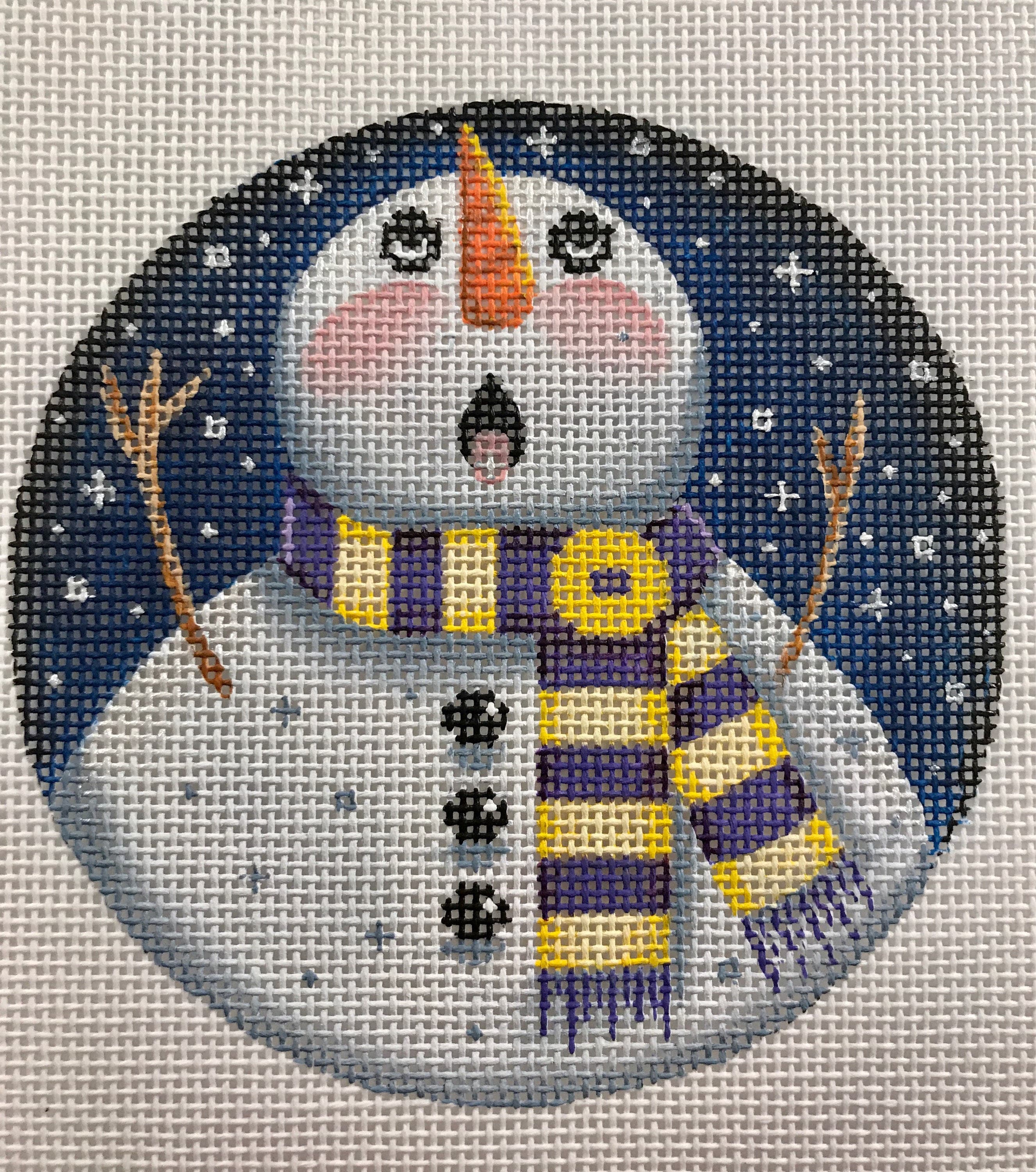 Hand Painted Needlepoint Canvas Snowman 18 Count 4 Ornament, Cross ...