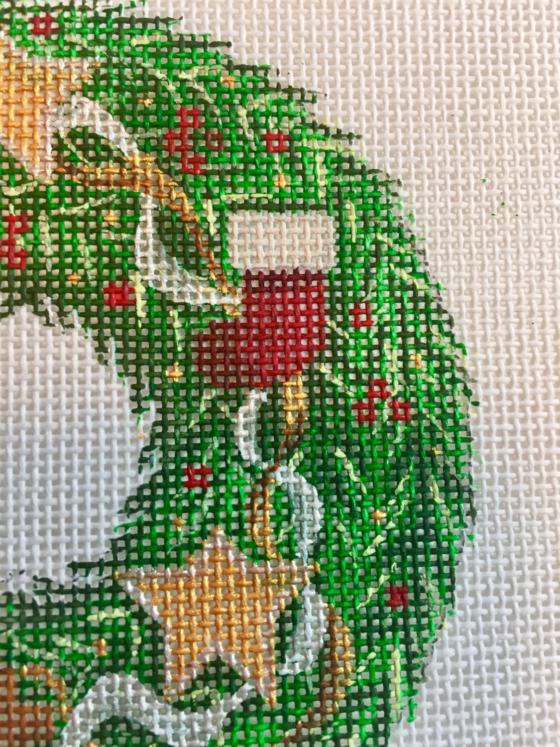 Hand Painted Needlepoint Canvas Gingerbread Man Wreath 18 Count 4 ...