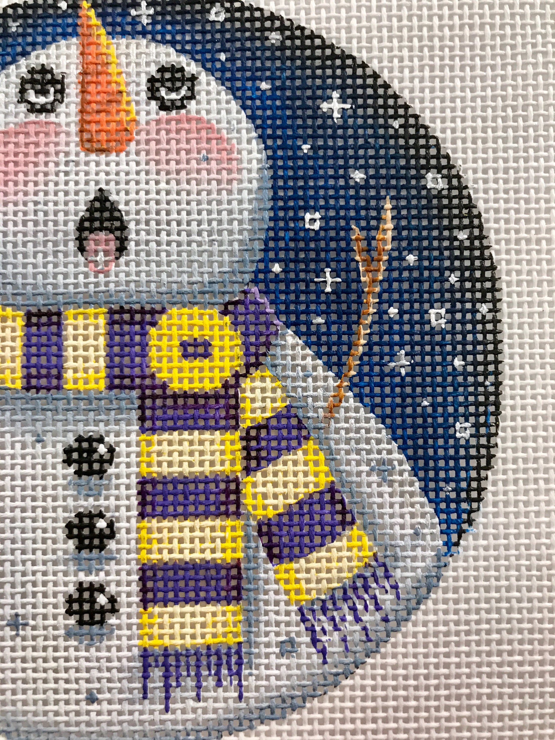 Hand Painted Snowman Needlepoint Canvas: 4" Christmas Ornament (18 ...