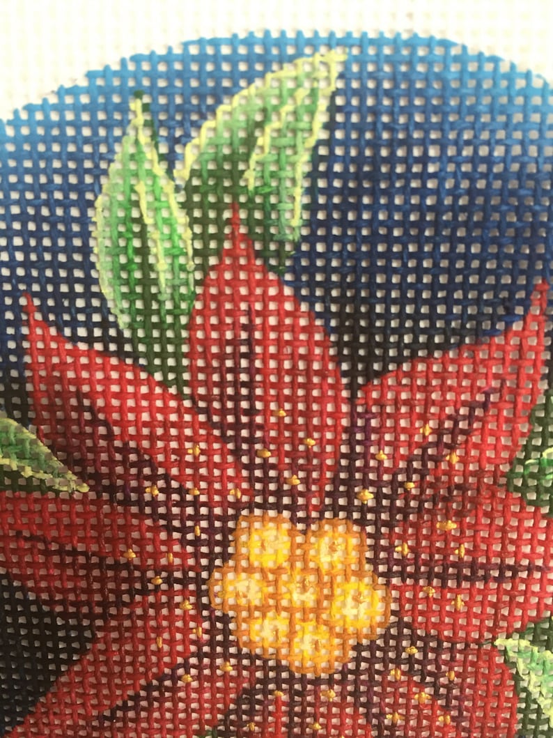 Hand Painted Needlepoint Canvas Red Poinsettias 18 Count - Etsy