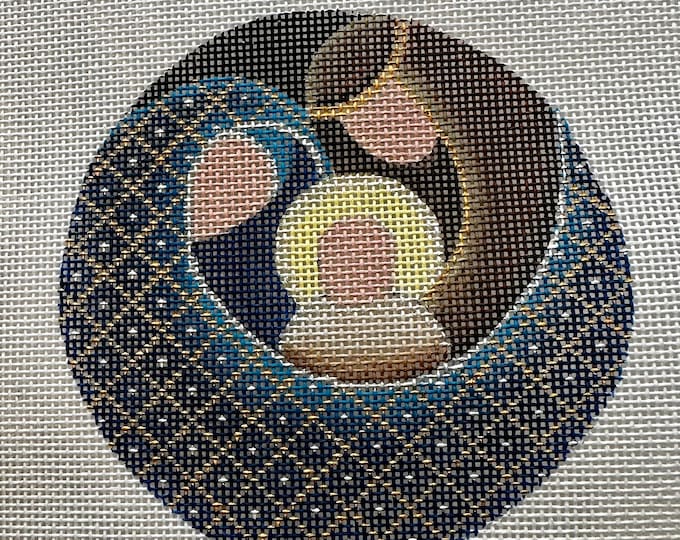 Hand Painted Needlepoint Canvas Simple Nativity 4" Ornament 18 Count ...