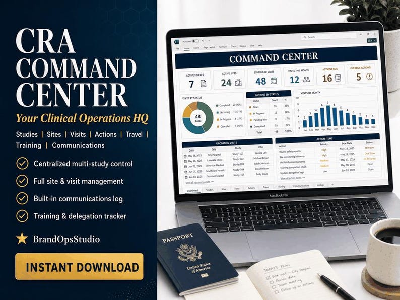 CRA Command Center Excel | Clinical Operations HQ | Visit Management ...