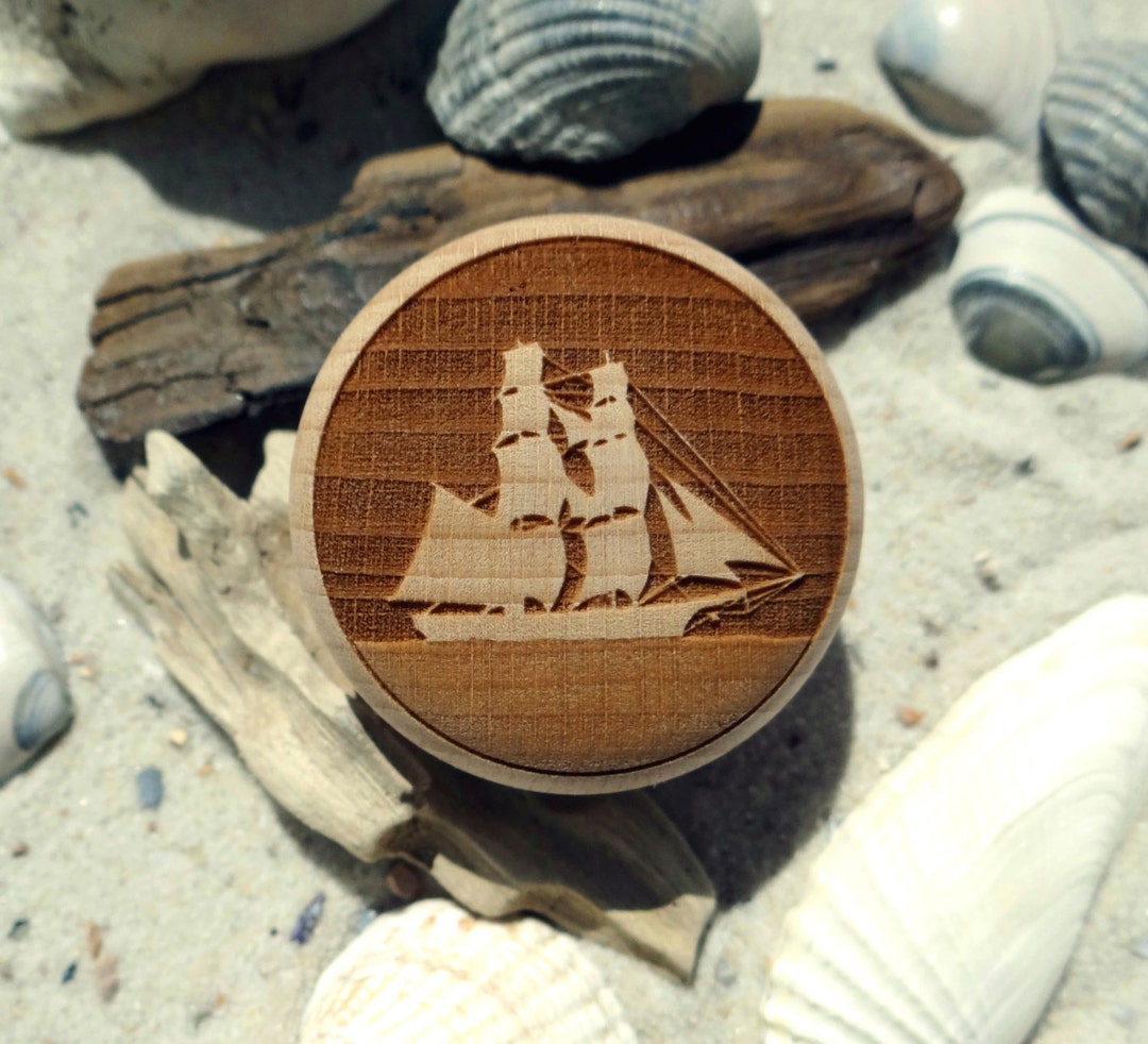 Furniture Knob Sailing Ship Brigg Engraving Beech Maritim - Etsy