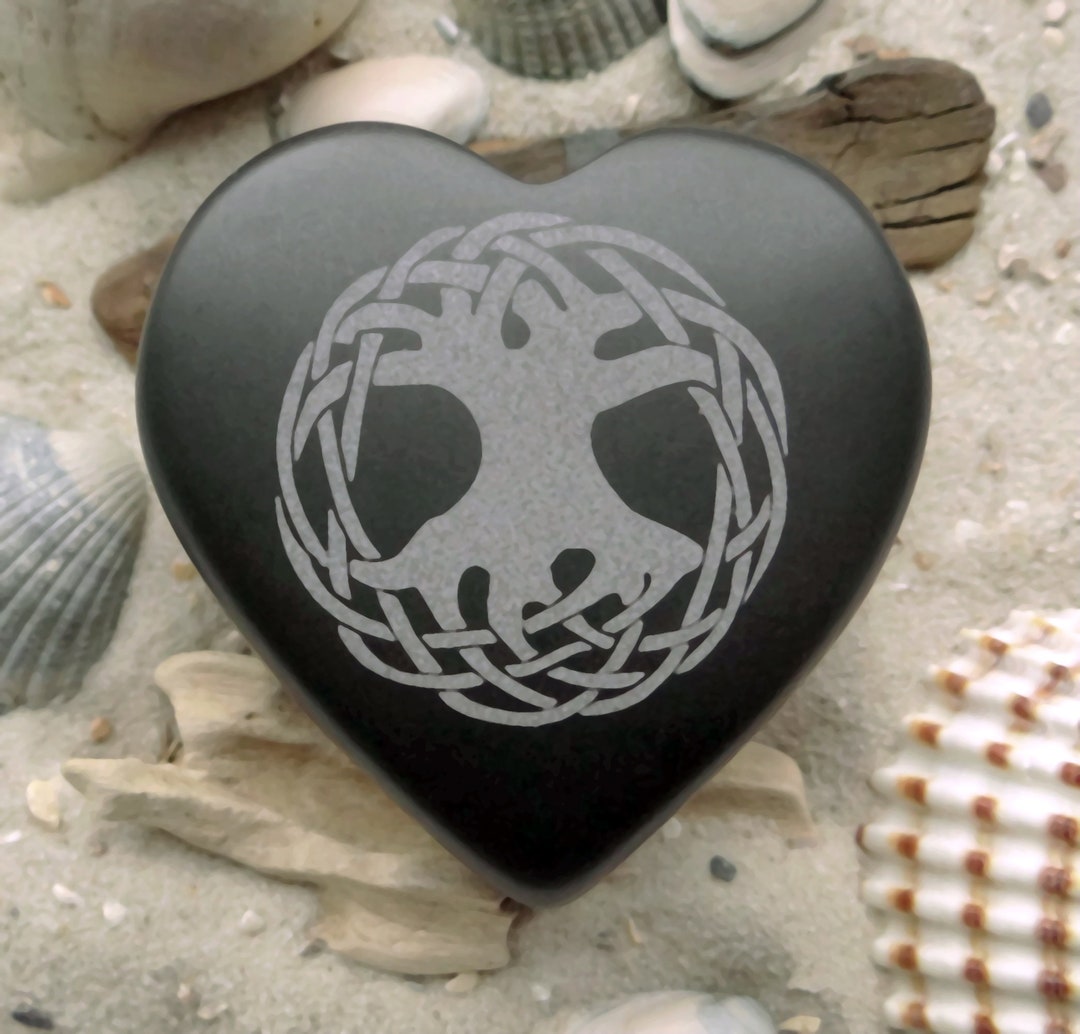 Tree of Life Heart Yggdrasil Engraving Basalt Lucky Charm Talisman - Etsy