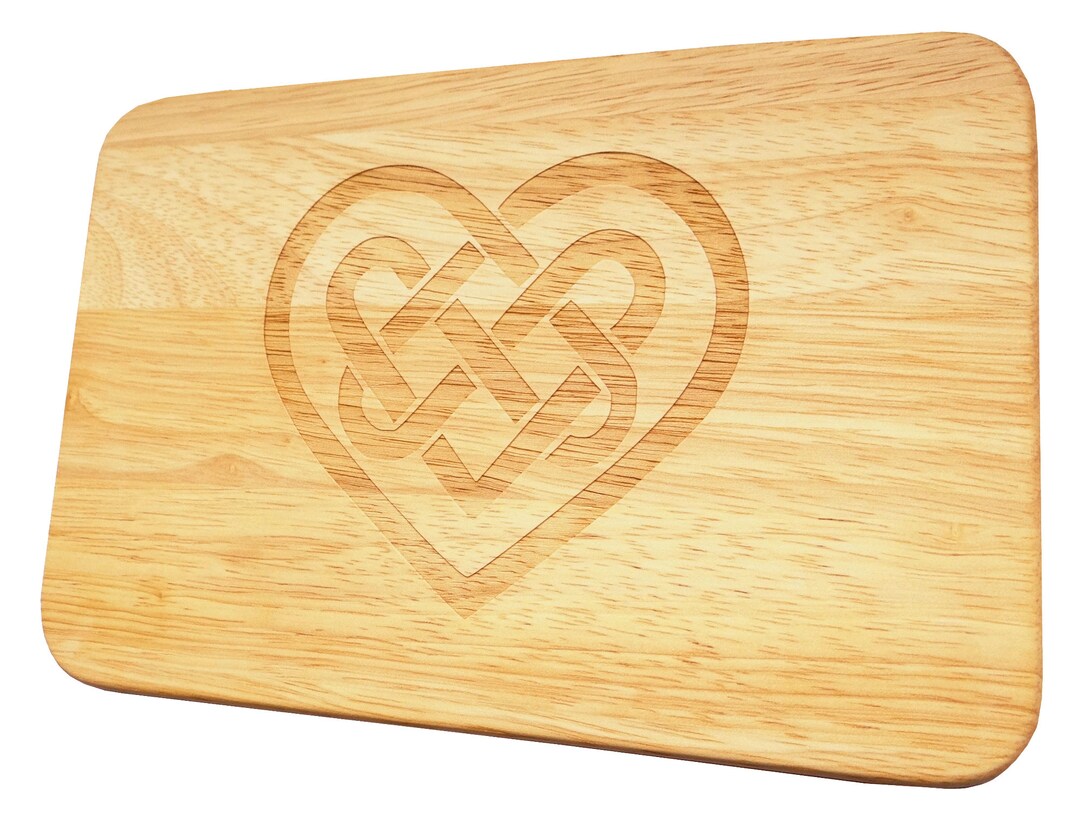 Breadboard Celtic Heart Engraving Wood Rubber Tree Breakfast Board ...