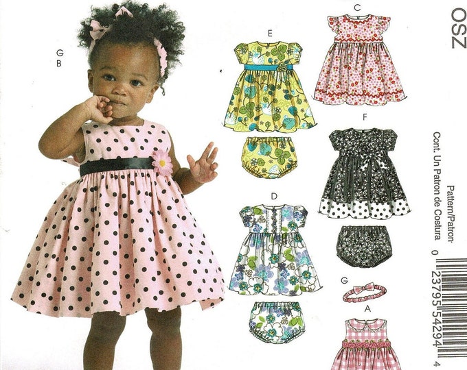 Mccalls M5791 Baby Girl Dresses, Bloomers & Headband Infant Sewing ...