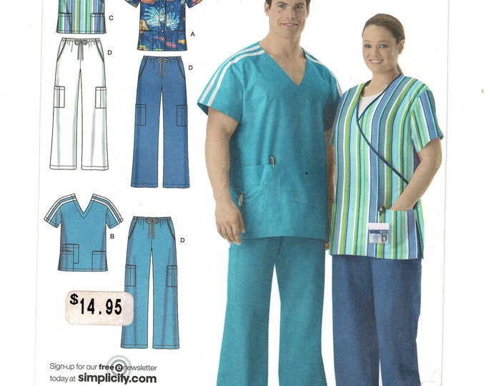 Simplicity 4101 Easy Medical Scrubs Adult Sewing Pattern, Pullover TOP ...