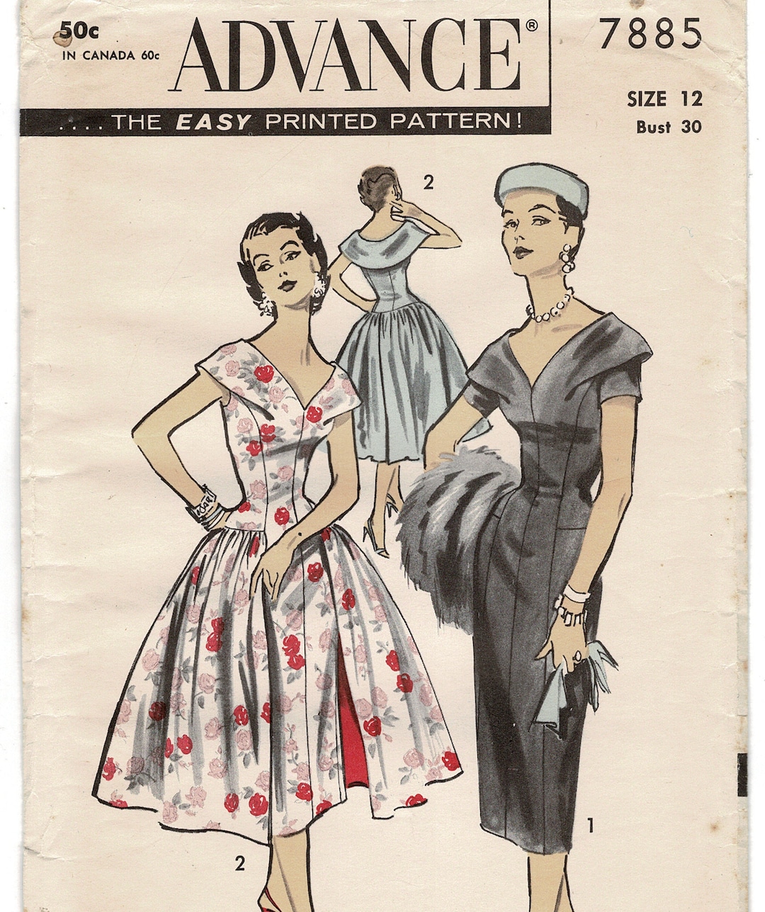 Easy Ladies Hollywood DRESS Woman Sewing Pattern, Shawl Collar & Slim ...