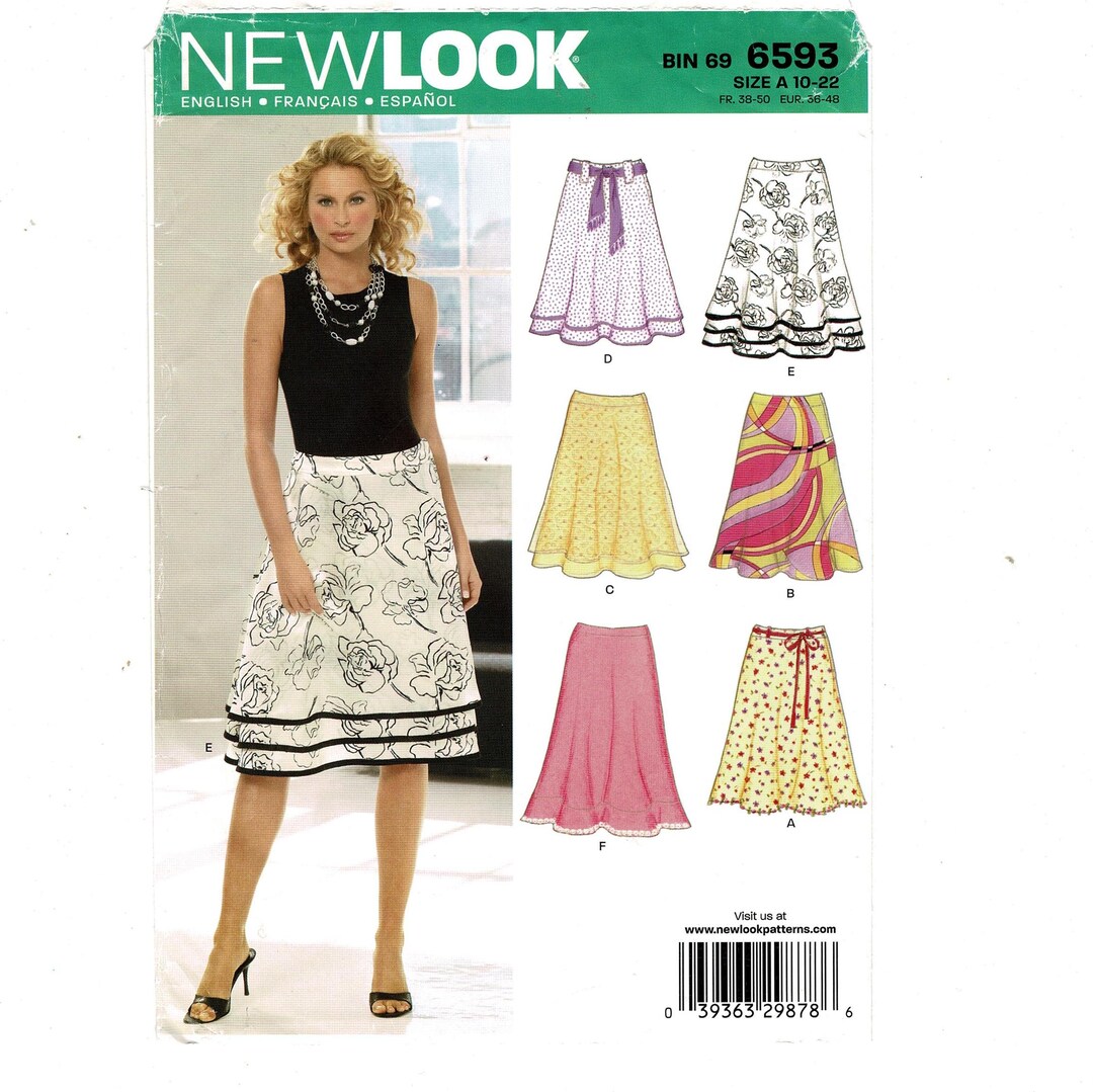 UNCUT New Look 6593 Flared Skirts Sewing Pattern With Contour Waist ...