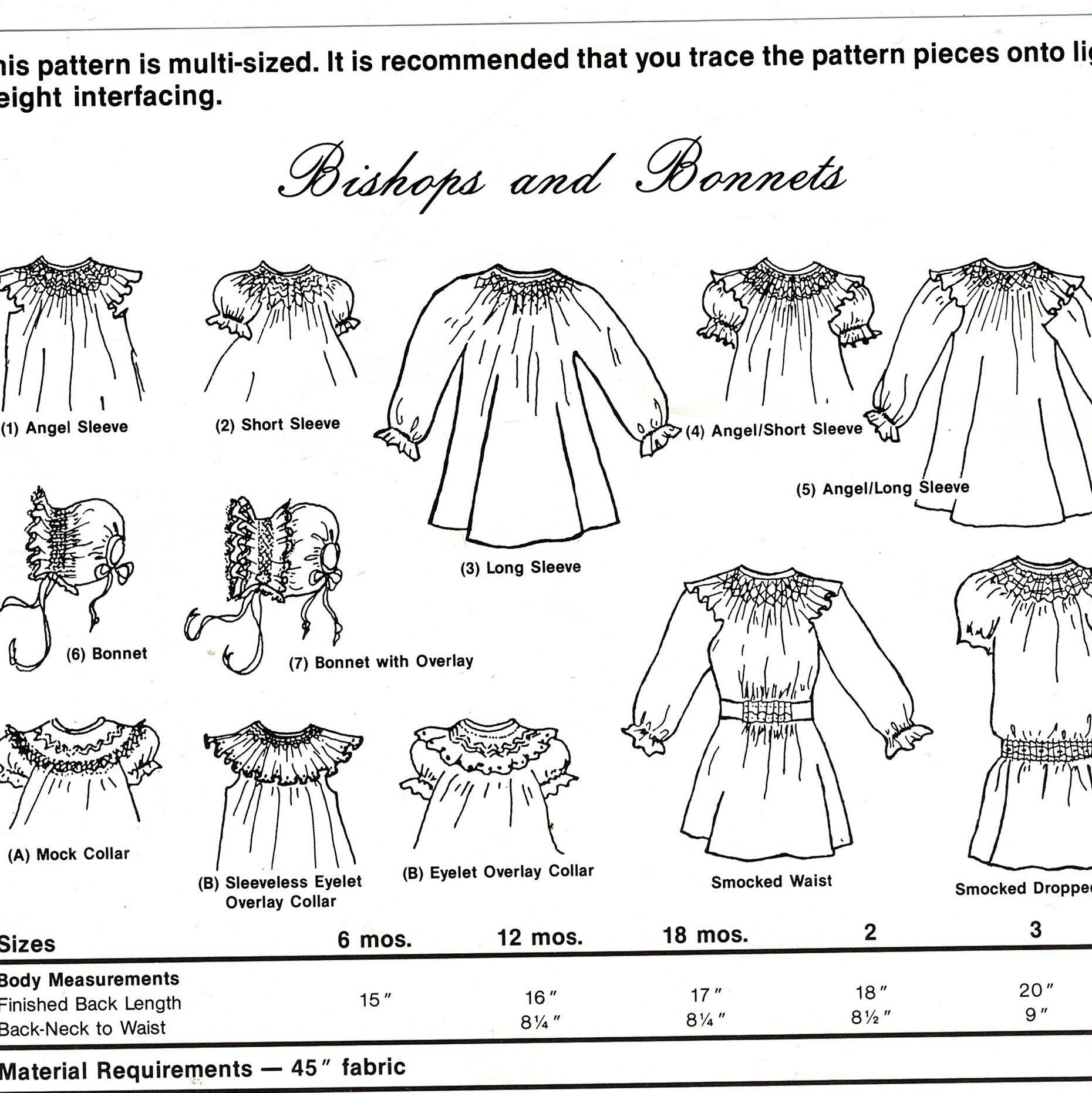 Bishop Dresses & Bonnets Sewing Pattern, for Baby to 3 Yr Olds, Chery ...
