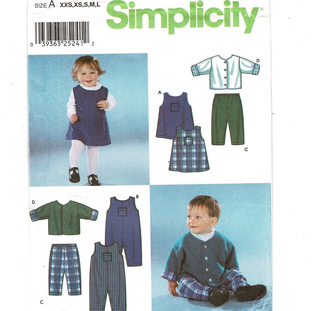 Simplicity 9911 Baby Clothes Sewing Pattern, Dress Romper Pants Jacket ...