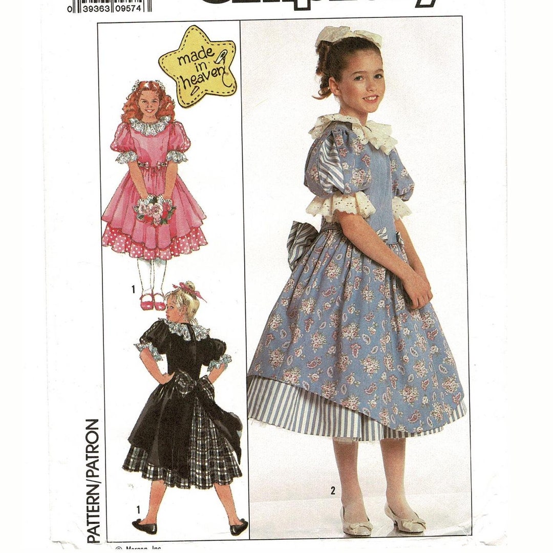 Uncut Simplicity 9381 Sewing Pattern for Girls Ruffled Dress W/ Puffy ...