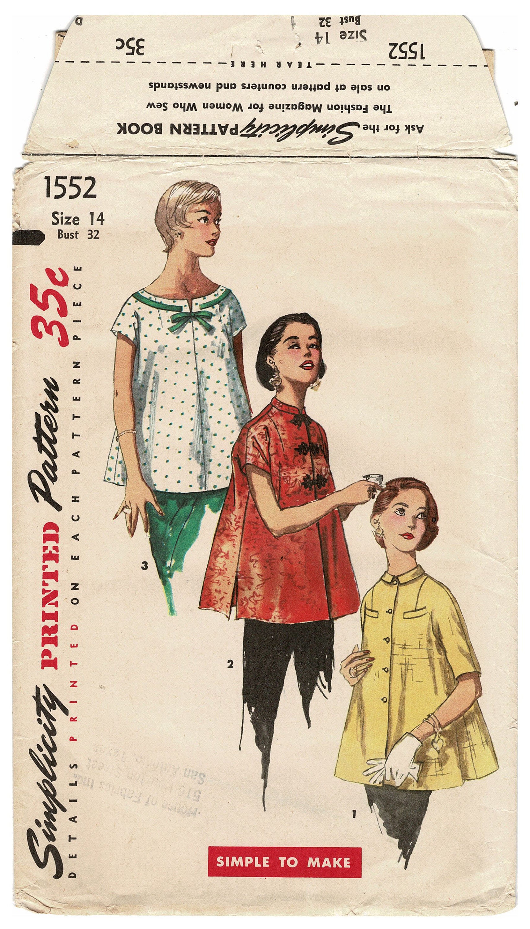 Simplicity 1552 Easy Ladies Maternity Blouse Woman Sewing Pattern ...