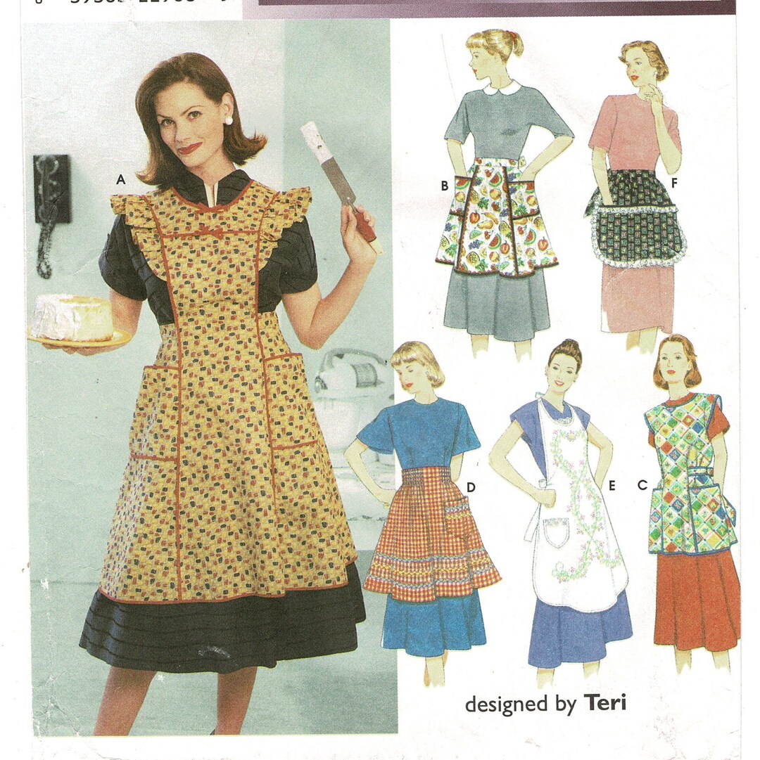 Uncut Simplicity 8720 Womens Apron Sewing Pattern, Six Styles, Half or ...