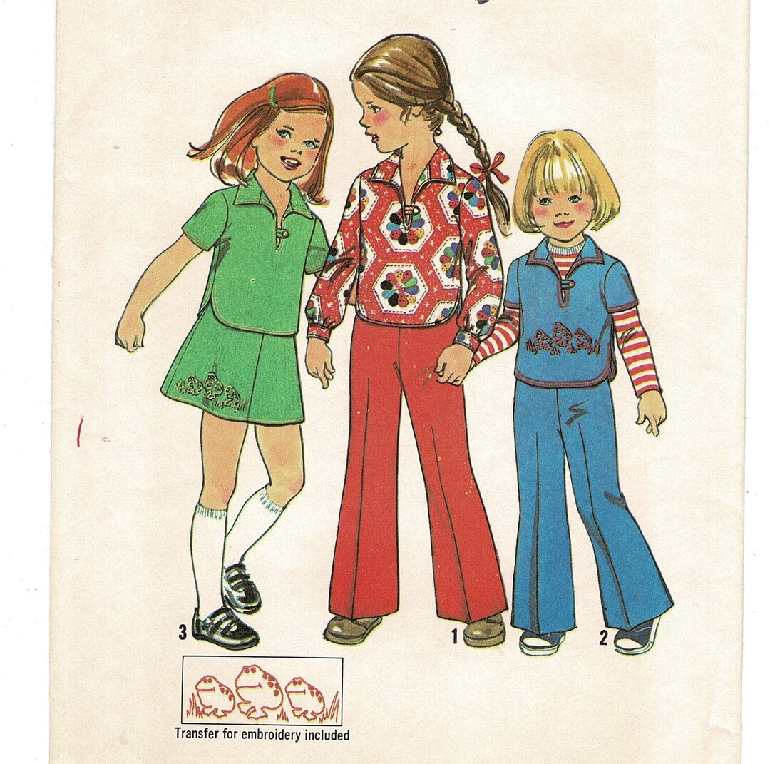 UNCUT Simplicity 7593 Girls Pullover Shirt, Skirt & Pants Sewing ...