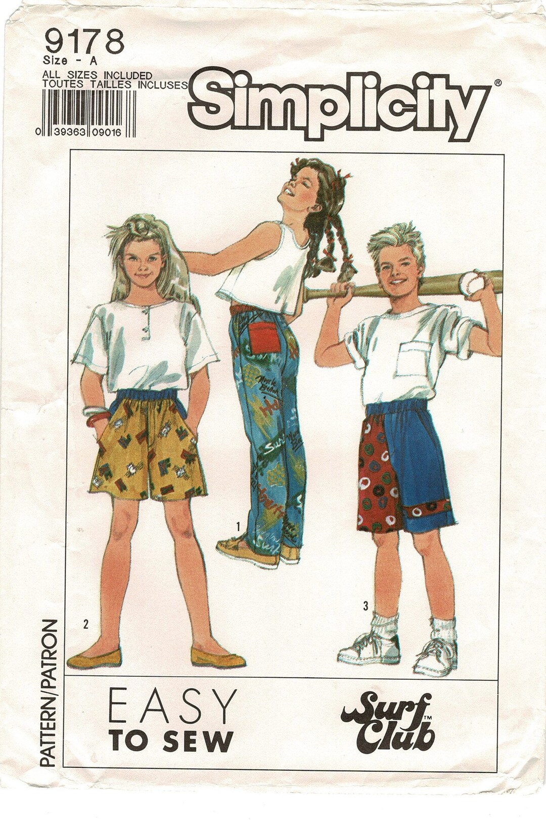 Uncut Simplicity 9178 Summer Sewing Pattern for Boy or Girl Shorts in 2 ...