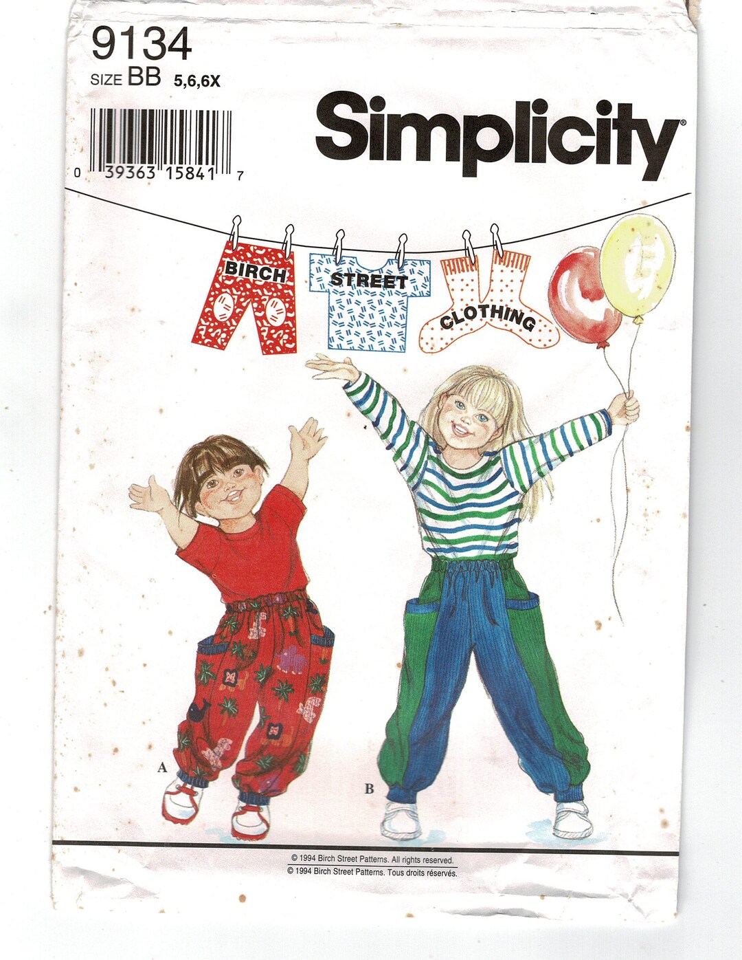 Uncut Simplicity 9134 Child's Pants and Pullover Top - Etsy