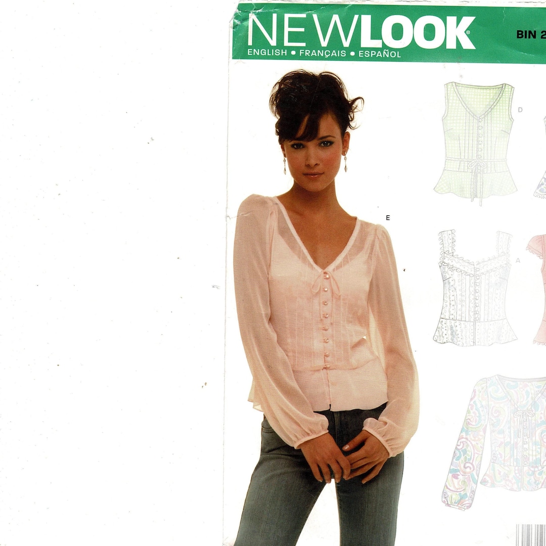 UNCUT New Look 6563 Woman Sewing Pattern for Fitted Camisole or Blouse With Peplum, Misses Sizes ...