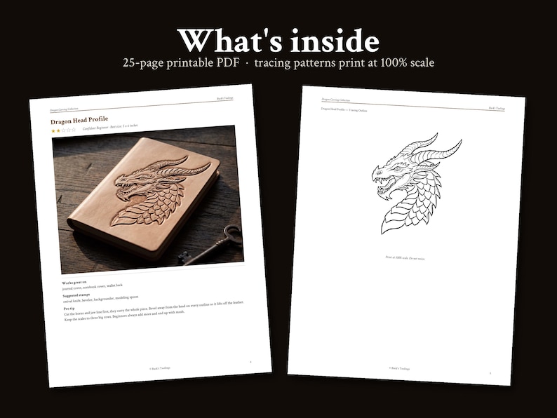 Dragon Leather Tooling Patterns - 9 Mythical Dragon Designs for Wallets ...