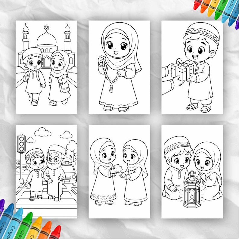 Islamic Coloring Pages for Kids | Chibi Muslim Activity Book (digital ...