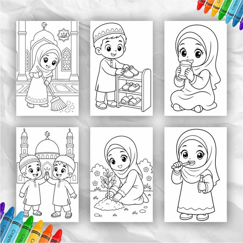 Islamic Coloring Pages for Kids | Chibi Muslim Activity Book (digital ...