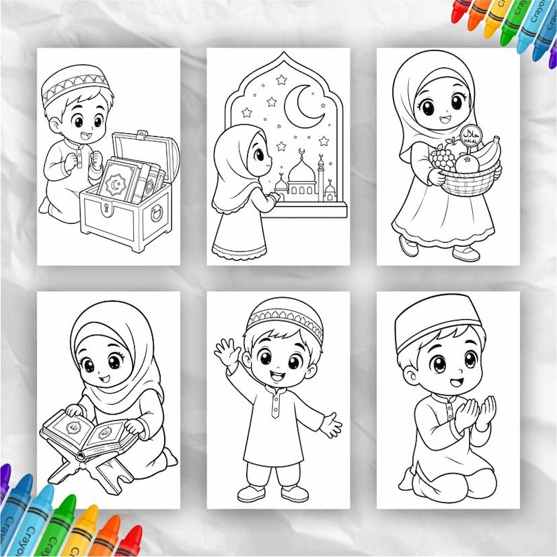 Islamic Coloring Pages for Kids | Chibi Muslim Activity Book (digital ...