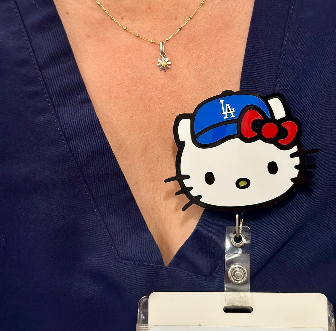 Hello Kitty LA Dodgers Badge Reel - Etsy