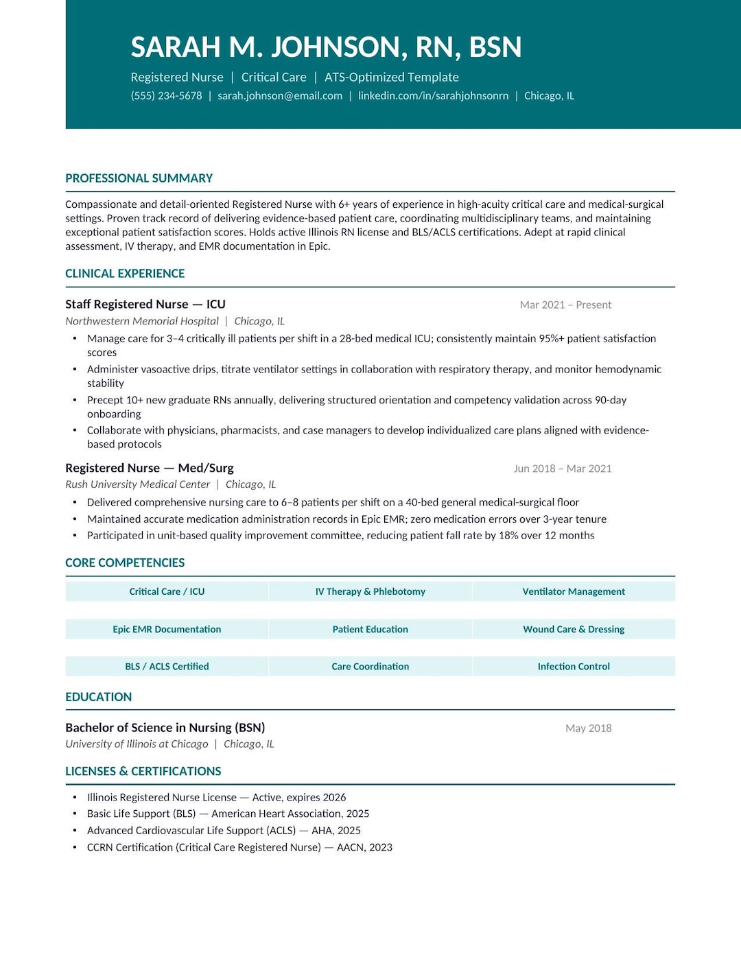 RN Resume and Cover Letter Bundle | ATS Friendly Nursing Templates ...