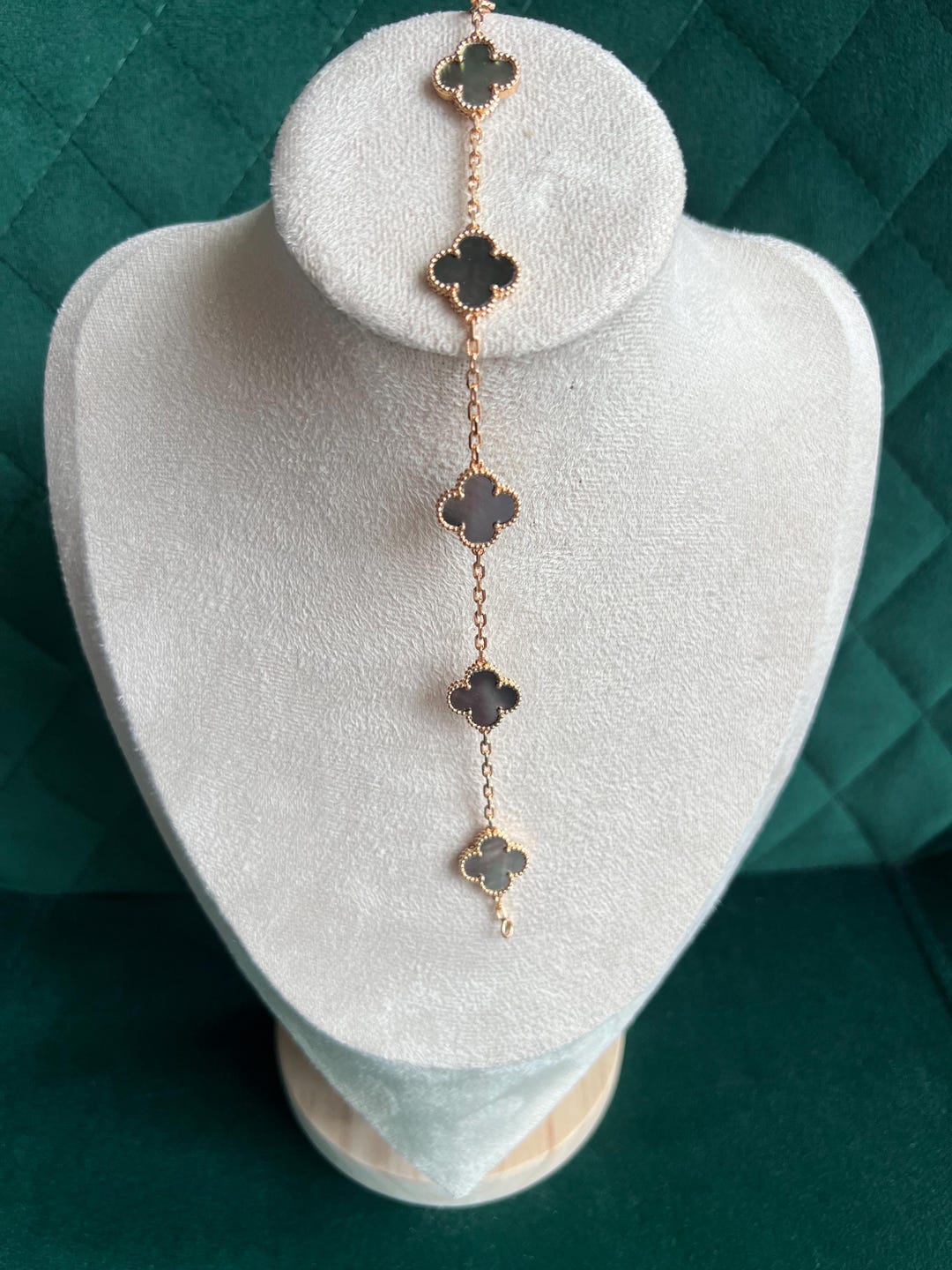 Gray Mother of Pearl Clover Bracelet, Lucky Clover Bracelet, Gift for ...