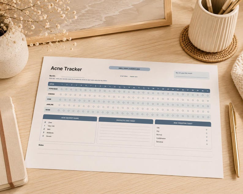 Acne Tracker Printable | Daily Skin Journal | Clear Skin Planner ...
