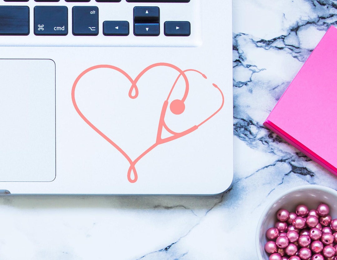 Heart Stethoscope Decal, Stethoscope Decal, Heart Decal, Laptop Decal ...