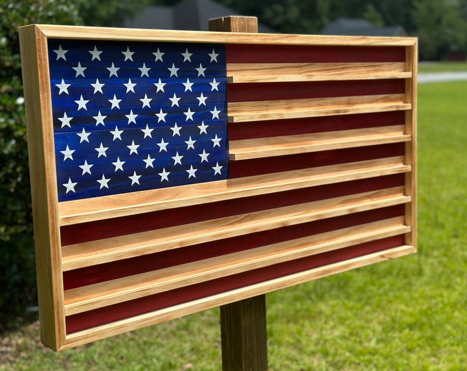 Challenge Coin Flag, American Flag, Wood Burned Flag, Military ...