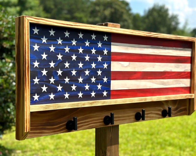 American Flag Hat Rack, Hat Rack, Flag Display, American Flag, Flag ...