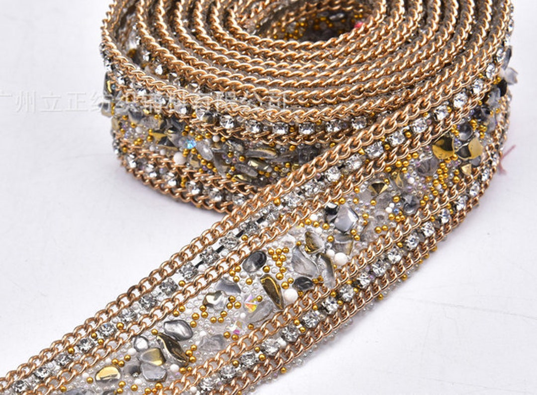 Rhinestone Bead Trim Beaded Lace Applique Beaded Applique Trim 1 Meter ...