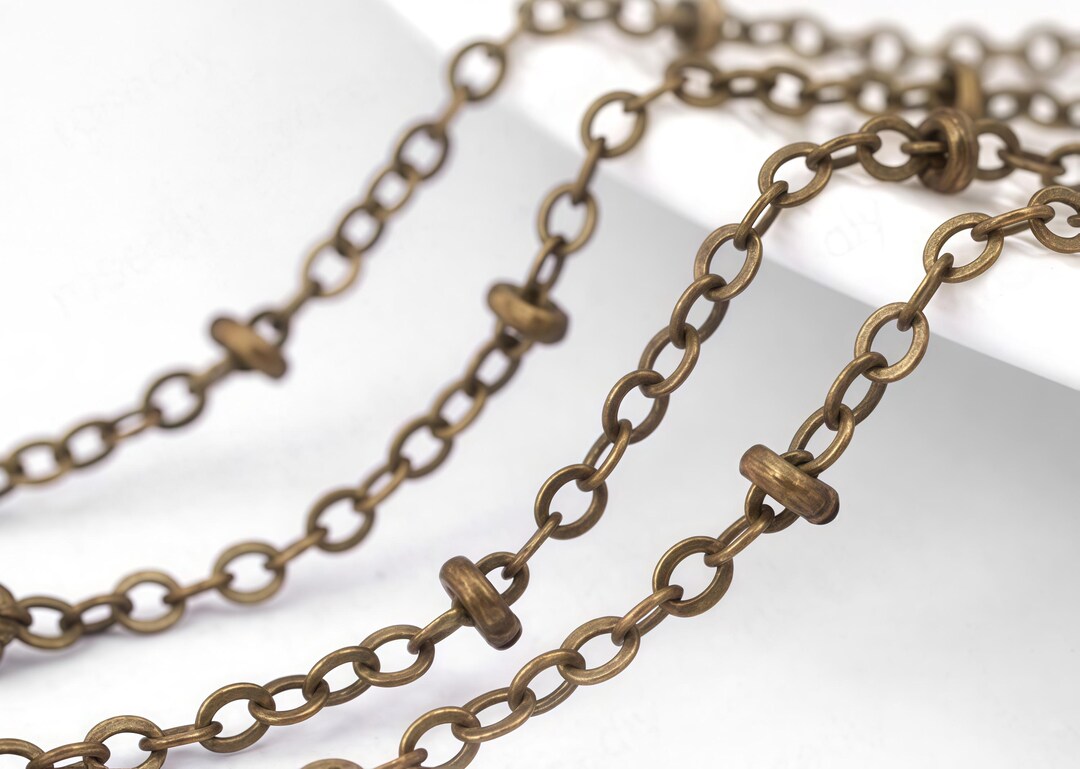 Bronze Satellite Chain, Bronze Textured Layering Link Chain for Boho ...