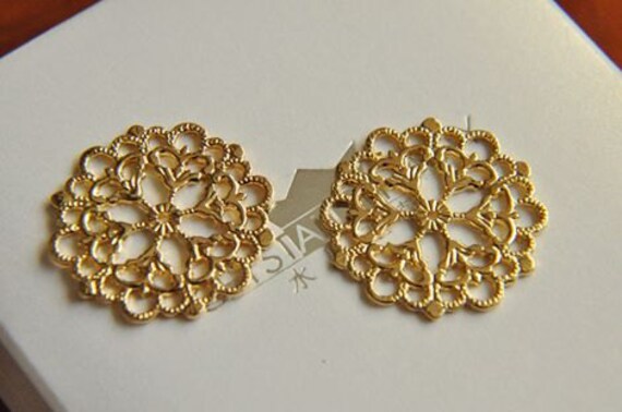 Filigree Jewelry Findings Brass Filigree Connectors Setting - Etsy