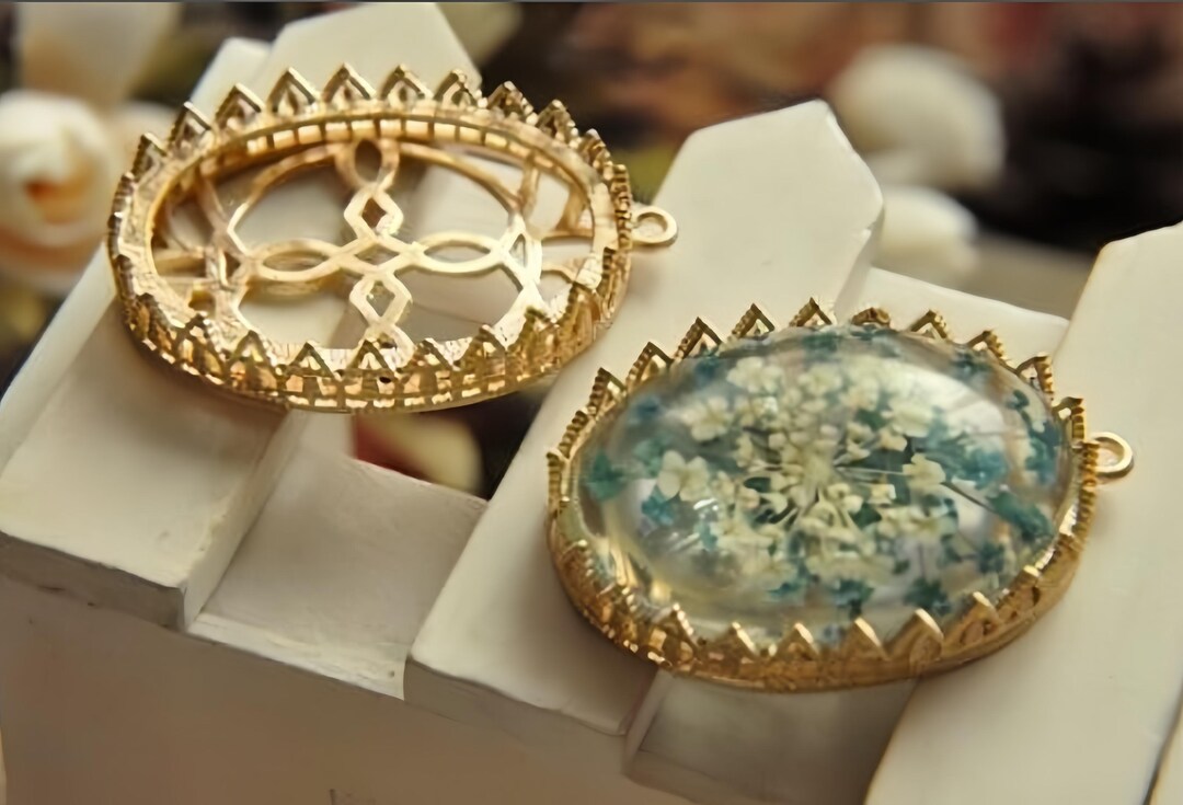 Oval Cabochon Bezel Pendant Setting - Silver Gold Flat Tray for ...