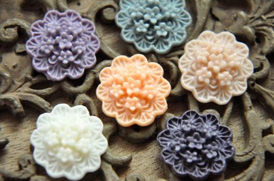Flatback Resin Flower Cabochons for DIY Craft Supplies - Etsy