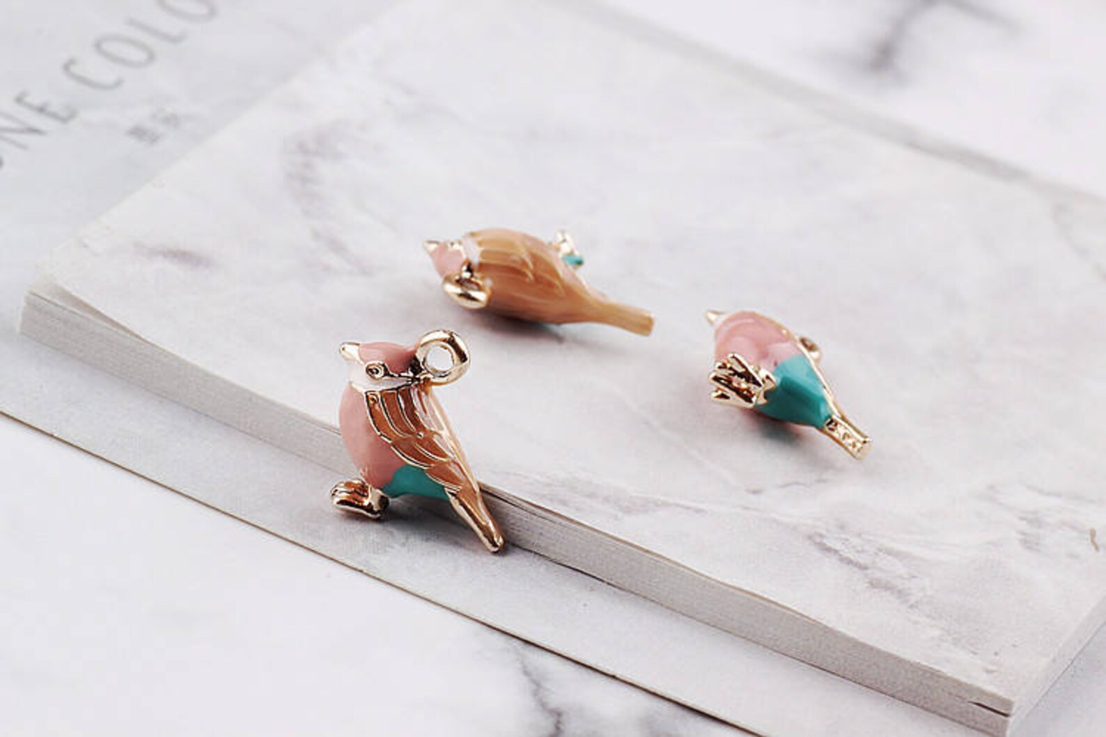 Small Bird Charm Oil Drip Charm Bird Charm Connector - Etsy