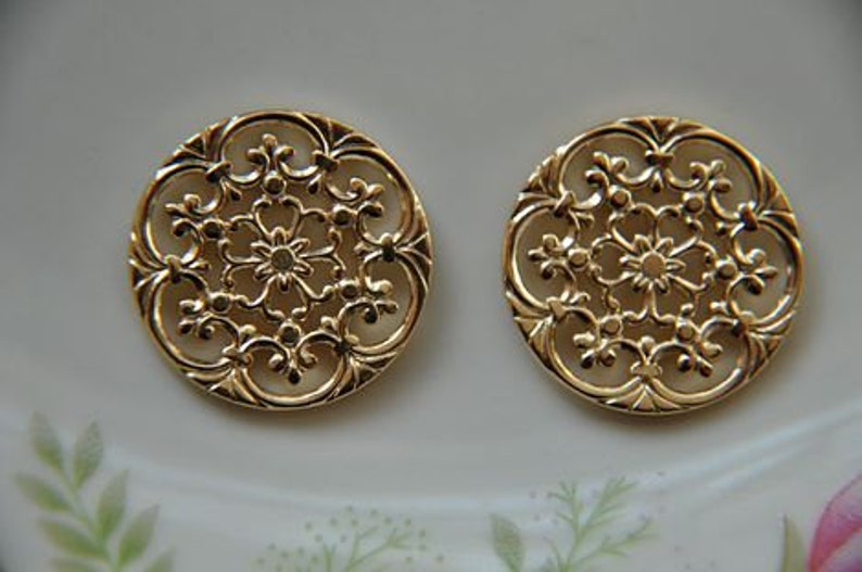 Round Filigree Connectors, Mandala Flower Cabochon Settings for Earring ...