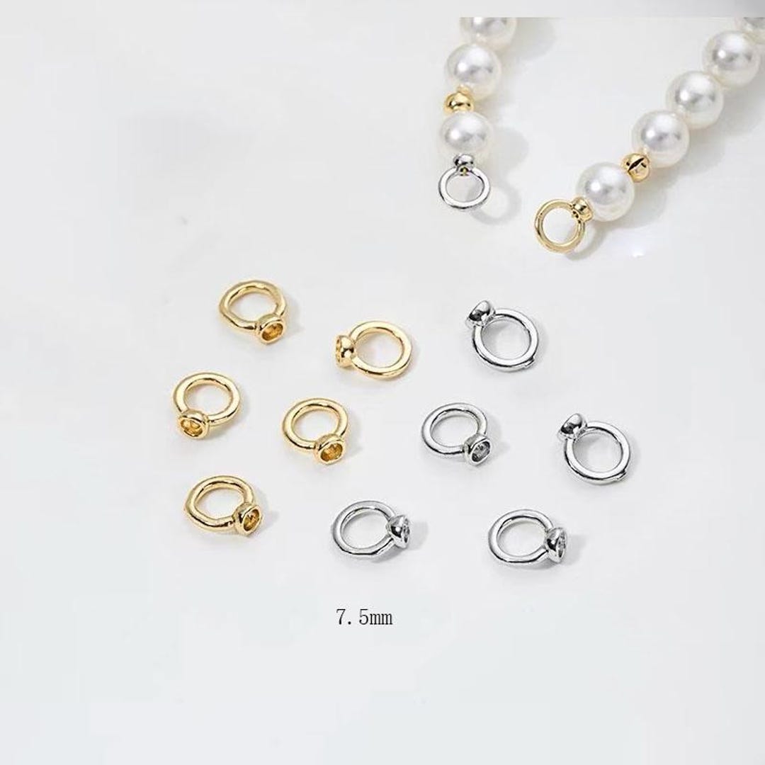 14K Gold Filled Large Hole Coil Crimp Ends , Closed Jump Rings - DIY ...