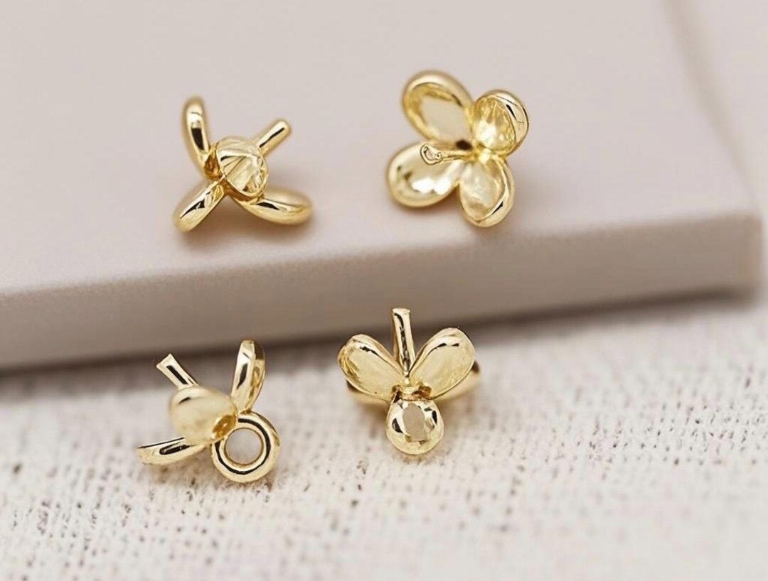Gold Flower Bead Caps With Loop: Brass Jewelry Making (10pcs) - Etsy