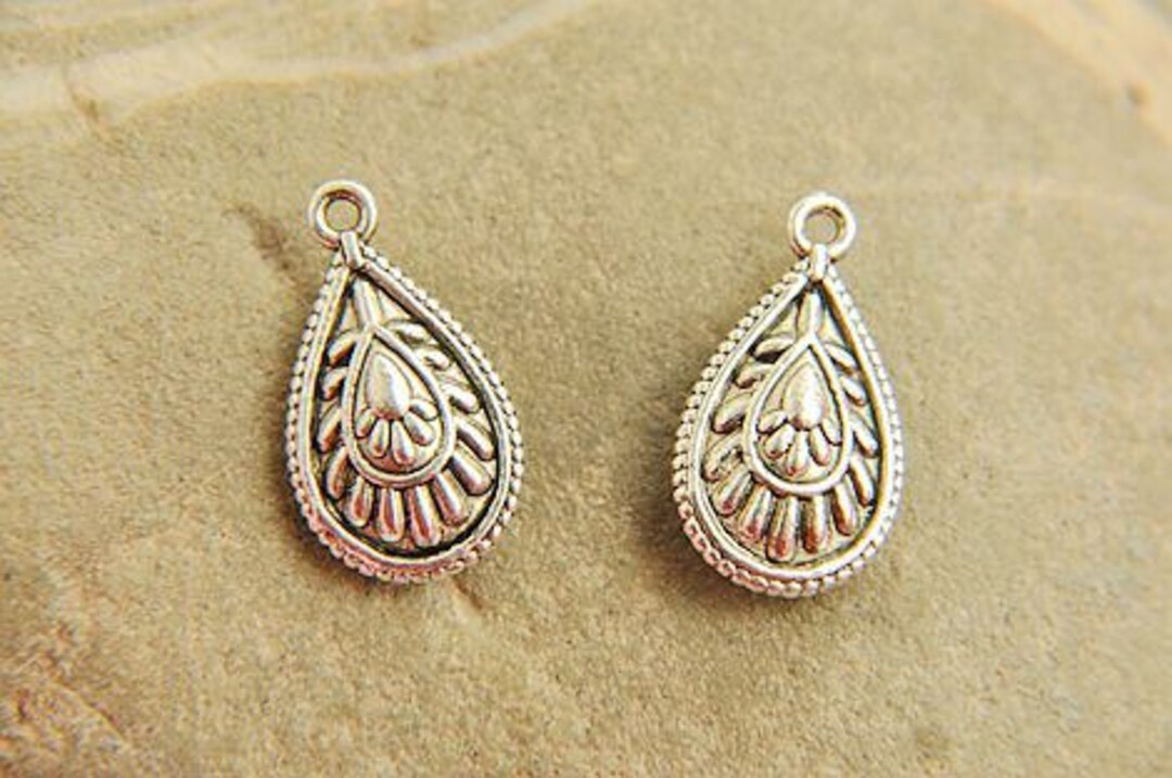 Teardrop Charm -vintage Metal Charm 10 Pcs Antique Silver Teardrop ...