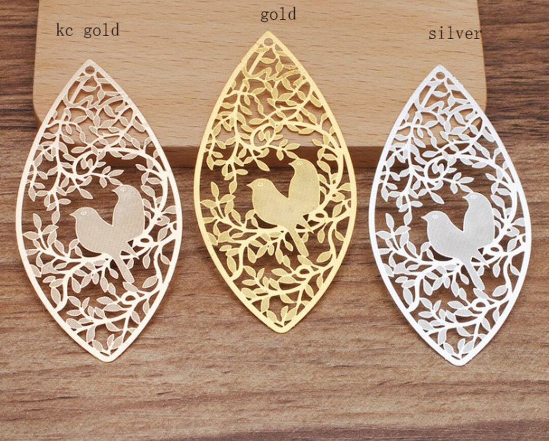 Silver and Gold Filigree Metal Sheet Bird Pendant Charms DIY - Etsy
