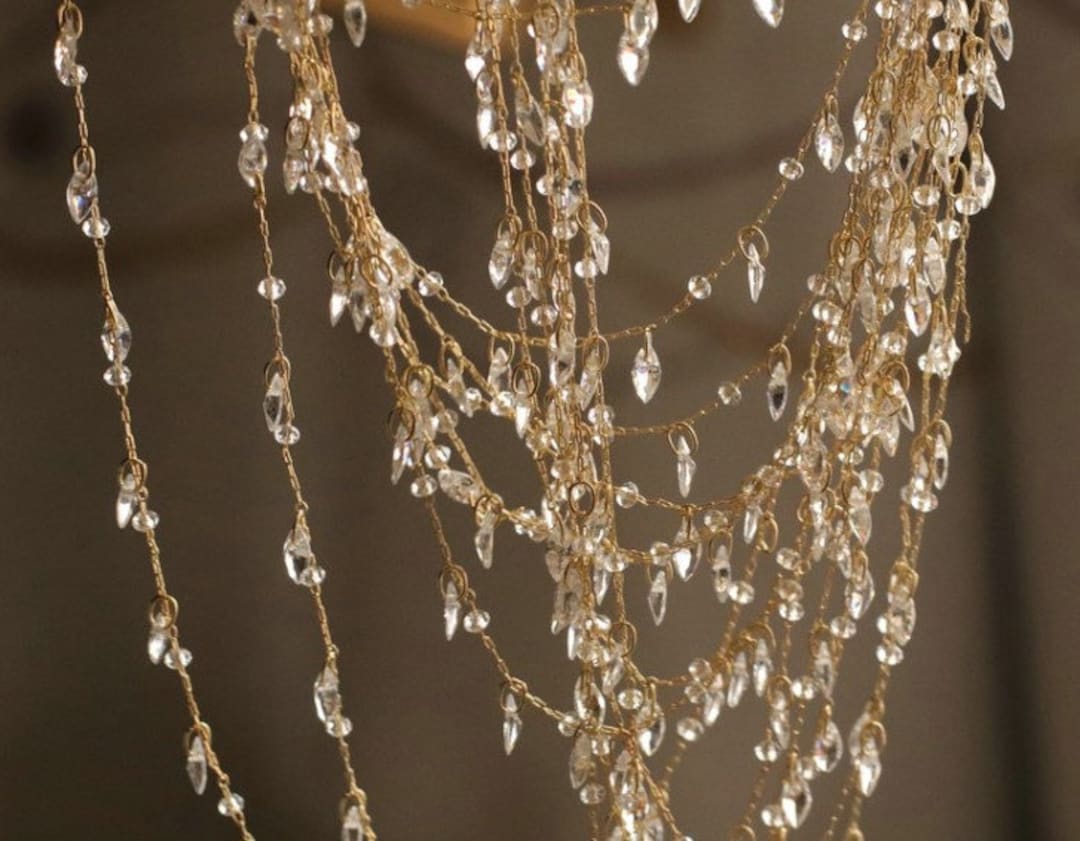 Gemstone Beaded Chain - Wire Wrapped Chain - Beaded Chain - Zircon Bead ...