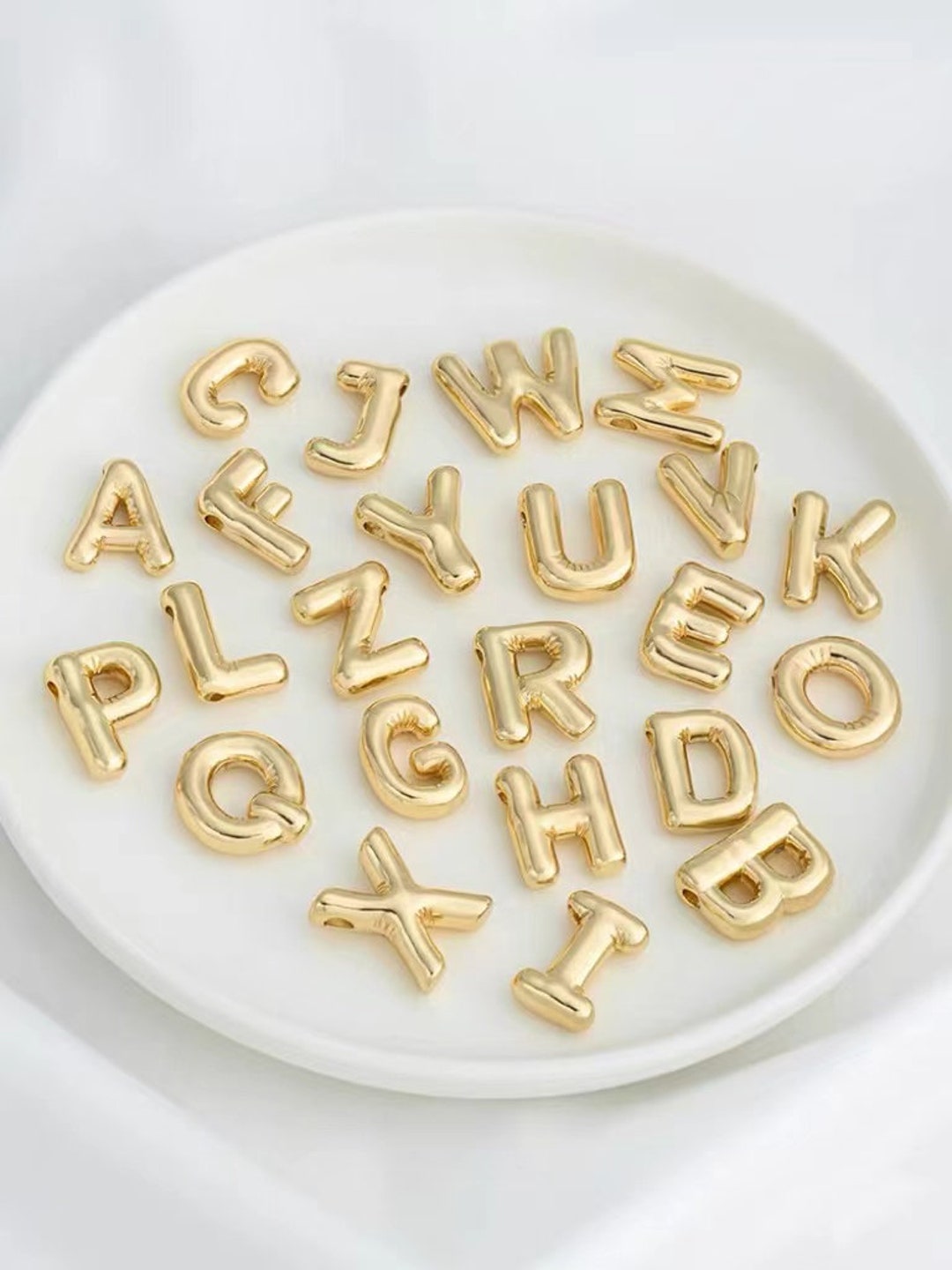 Gold Letter Spacer Beads - Bulk Alphabet Charms for DIY Bracelet ...