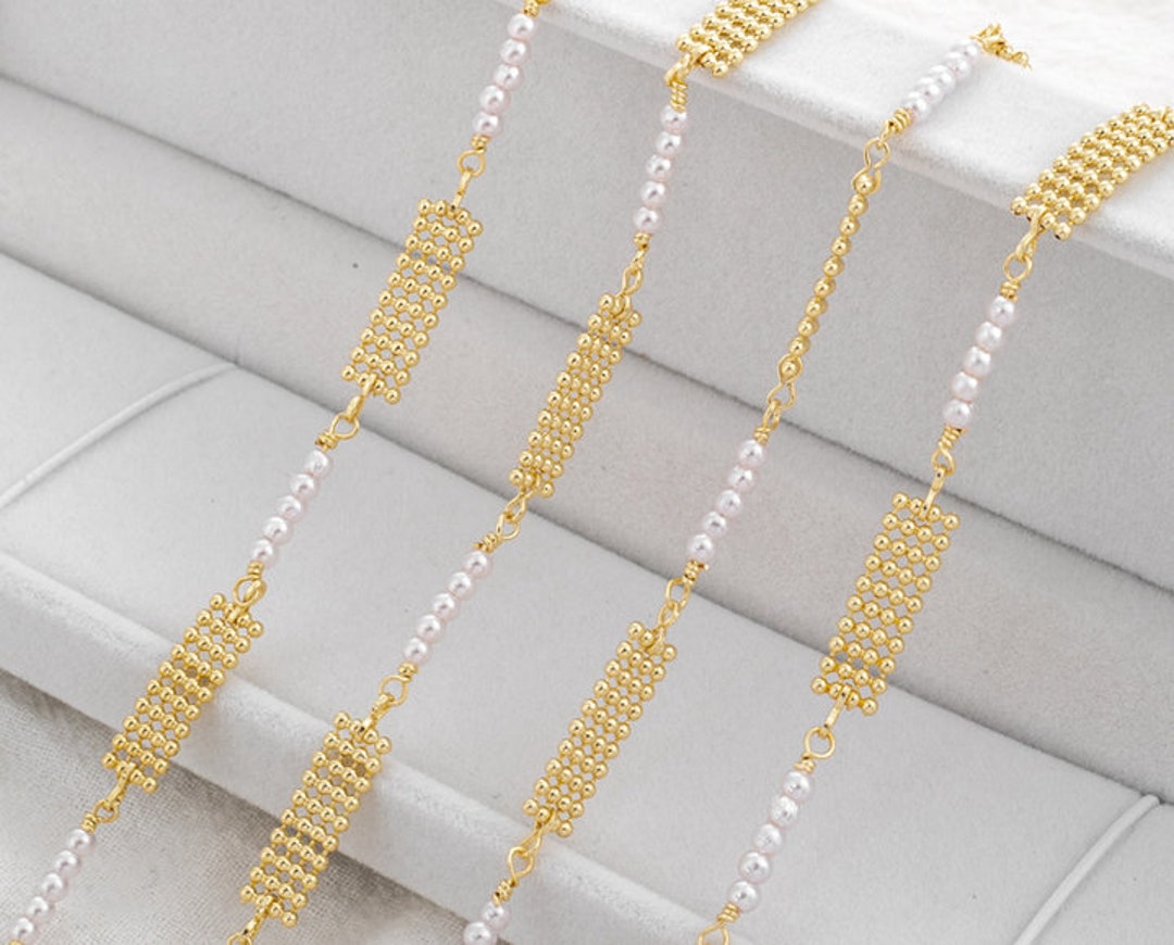 Ball Chain Necklace - Pearl Ball Chain - Dainty Gold Chain - Unique ...