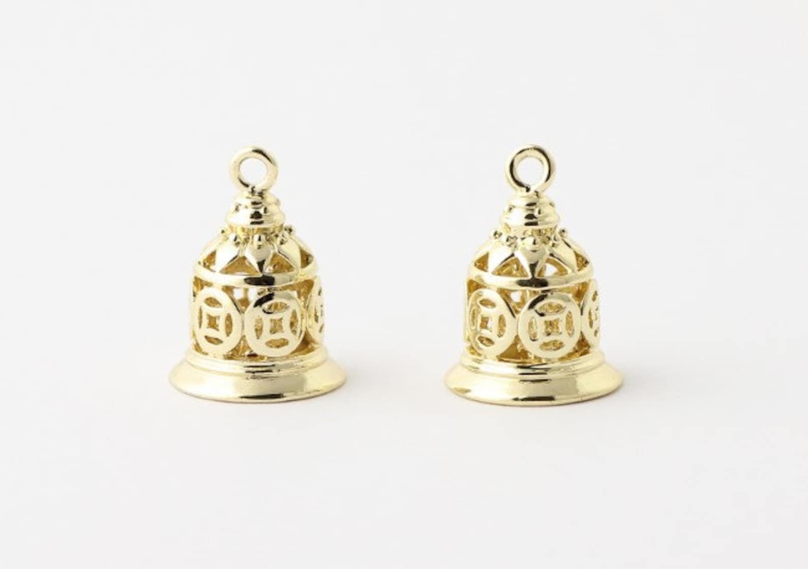 Jingle bell charm Bell charms 6pcs raw brass plated bell | Etsy