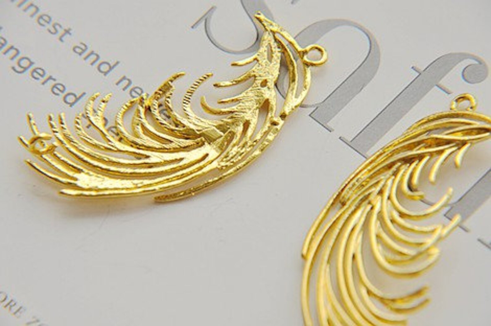 Feather Pendants Gold Feather Charm Silver Feather Charm - Etsy